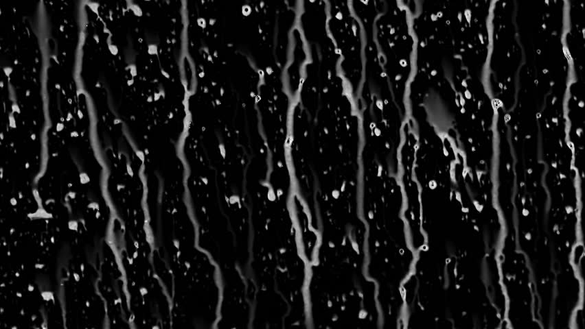 A Lot Of White Water Streaks Flows Down On Glass. Perfect For Digital Composing. Pure Black ...