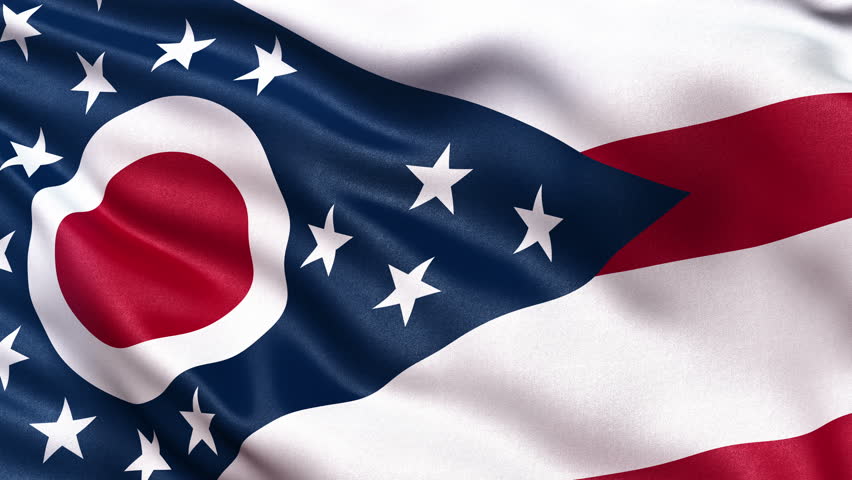 Realistic Ultra-HD Ohio State Flag Waving In The Wind. Seamless Loop With Highly Detailed Fabric ...