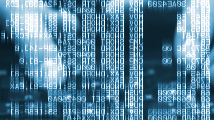 Man Typing On Keyboard With Computer Program Source Code In Front Seen From Behind The Display