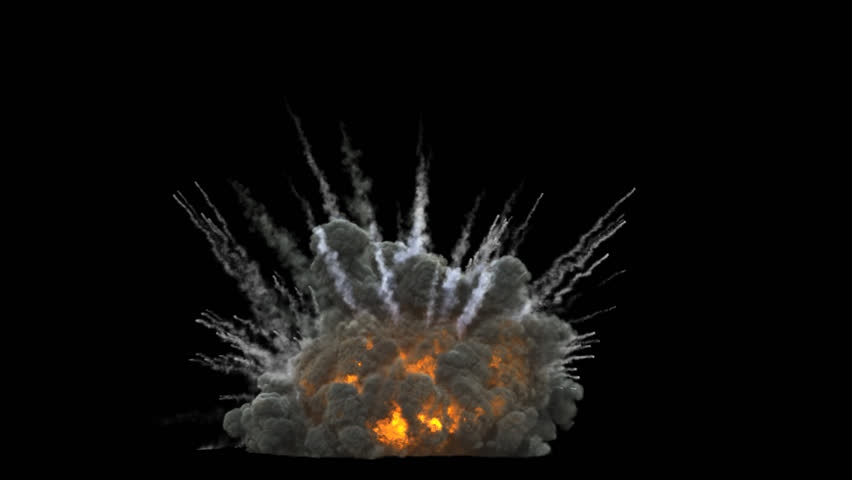 Explosion Blast VFX Element With Alpha Channel Matte. Created Using Proprietary CG Fluid ...