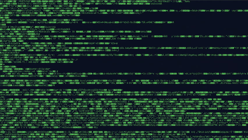 Random Characters That Look Like The Source Code Of A Computer Program Scrolling Down Stock