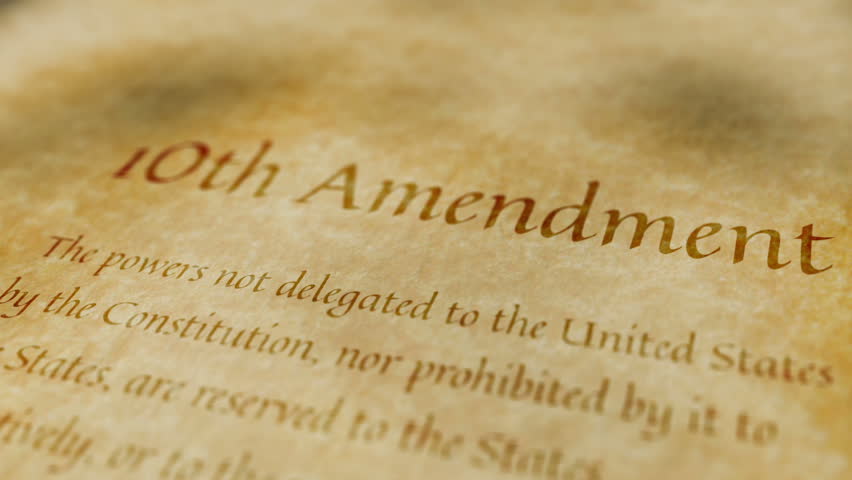 Scrolling Text Of The Contents Of The 10th Amendment To The United