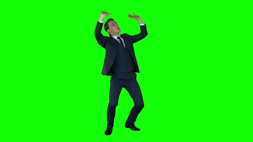 Man Standing In Front Of Touchpad. Swipe Motion. Green Screen ...