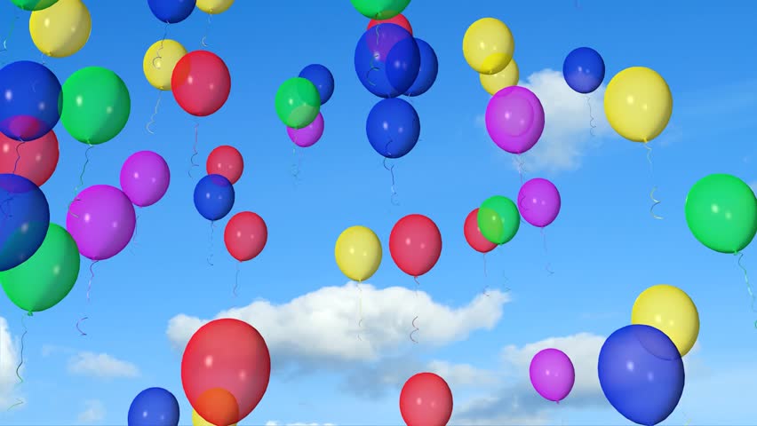 Colorful balloons flying in the sky - render 3d animation - HD stock ...