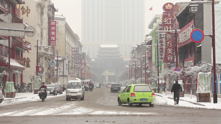 Shenyang, China - December 2010: Traffic And People On A City Street ...