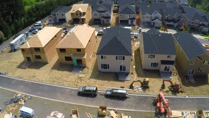 CIRCA 2015 - An Aerial Image Over Houses Under Construction In A ...