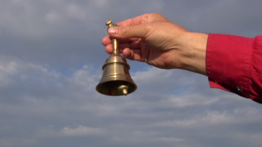 Vintage Brass Bell In The Hand And Beautiful Sound Stock Footage Video ...