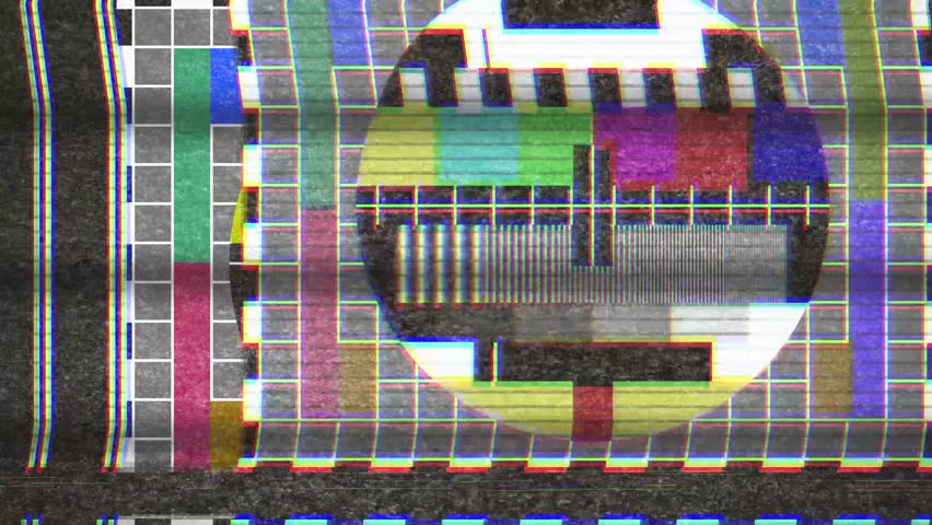 4k Analogue Old CRT TV Test Card With Color Bars, Full Of Noise, Static ...