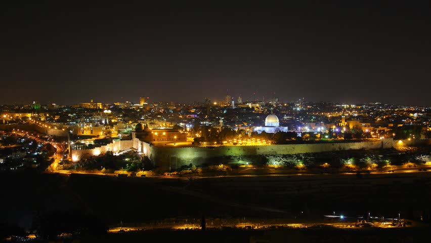 MOUNT OF OLIVES, JERUSALEM - OCT 5, 2011: Timelapse Skyline Of ...