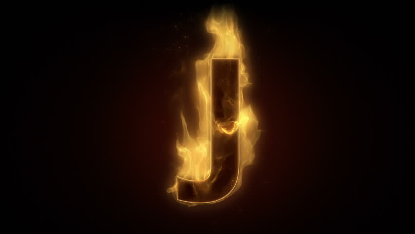 Fiery Letter J Burning In Loop With Particles Stock Footage Video ...