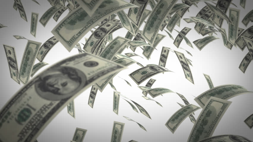 One Hundred Dollar Bills Falling Through Air. HD 1080 Stock Footage ...
