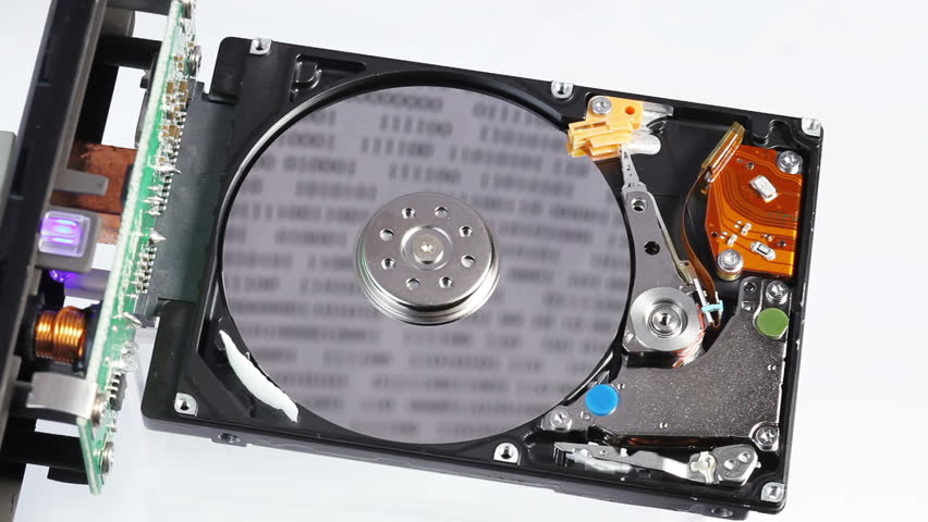 Hard Disk Drive (hdd) Working Open With Moving Head, Closeup Stock ...