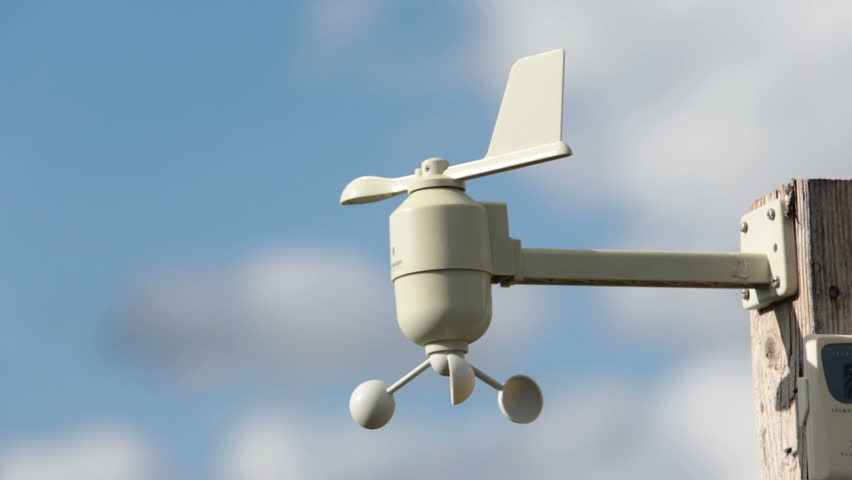Modern Anemometer And Wind Vane With Clouds In Background. Loop Ready ...