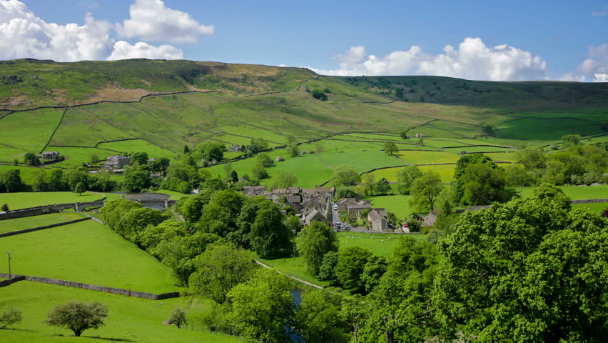 Time Lapse Of English Countryside On Sunny Day, Yorkshire Dales Stock ...