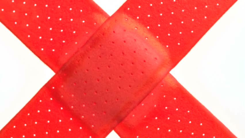 Two Red Band-aids In The Shape Of An X Stock Footage Video 3414227 ...