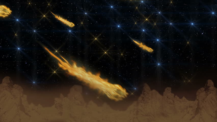 Outer Space With Close Up Of A Meteor Shower Stock Footage Video ...