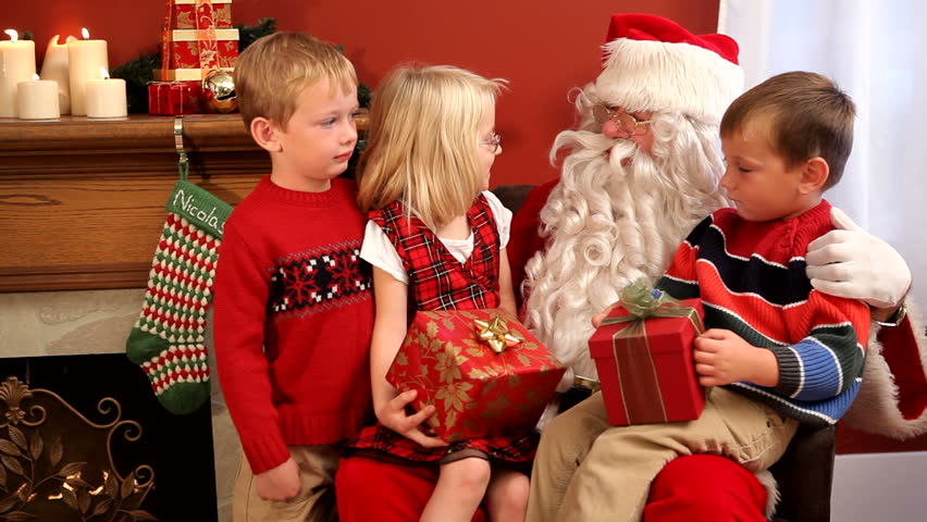 Santa Claus With Three Children Stock Footage Video 4551722 - Shutterstock