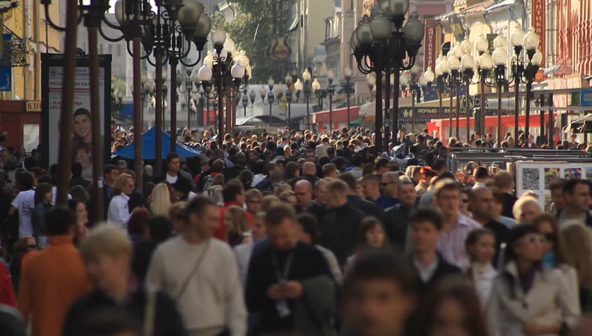 Moscow-Sep 9, 2011 : Crowds Of People At Arbat Street In Moscow, Russia ...