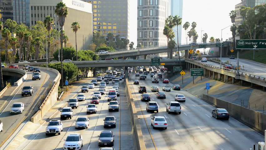 Time Lapse Of Traffic On Busy Freeway In Los Angeles Stock Footage ...