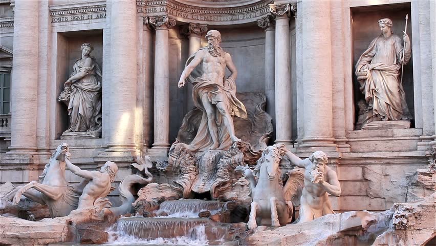 Trevi Fountain, Rome, Italy (Poseidon Statue) Stock Footage Video ...