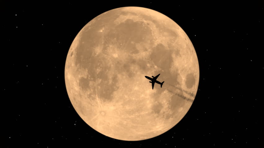 Flying Plane On Background Of The Moon Stock Footage Video 5314265 ...
