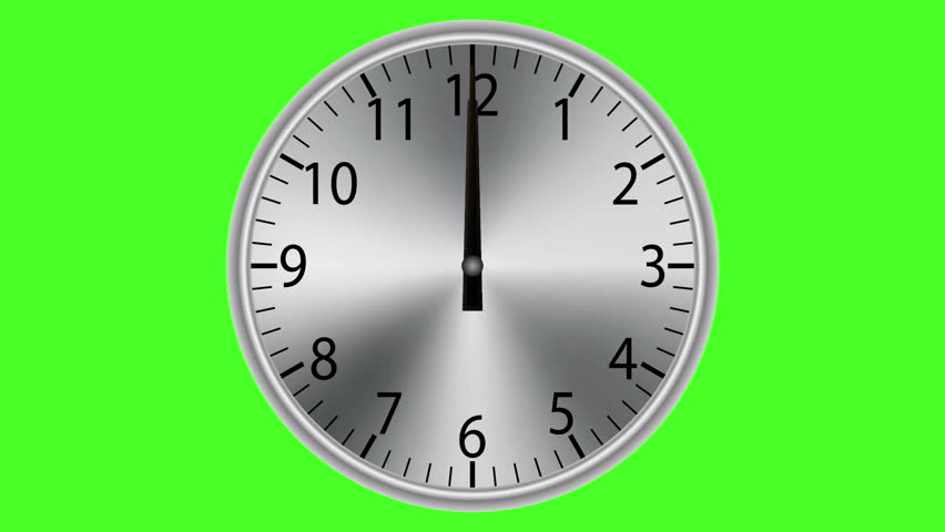 Silver Clock Time Lapse On Green Screen Background, 12 Hours Over 48 ...