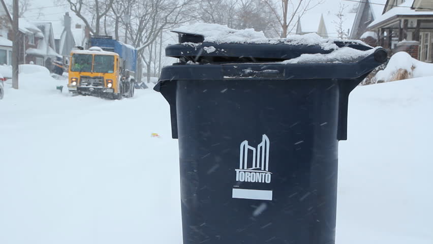 Green Recycling Bins Sit On The Curb In A Suburban Area. Toronto ...