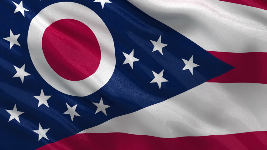 US State Flag Of Ohio Gently Waving In The Wind. Seamless Loop With ...