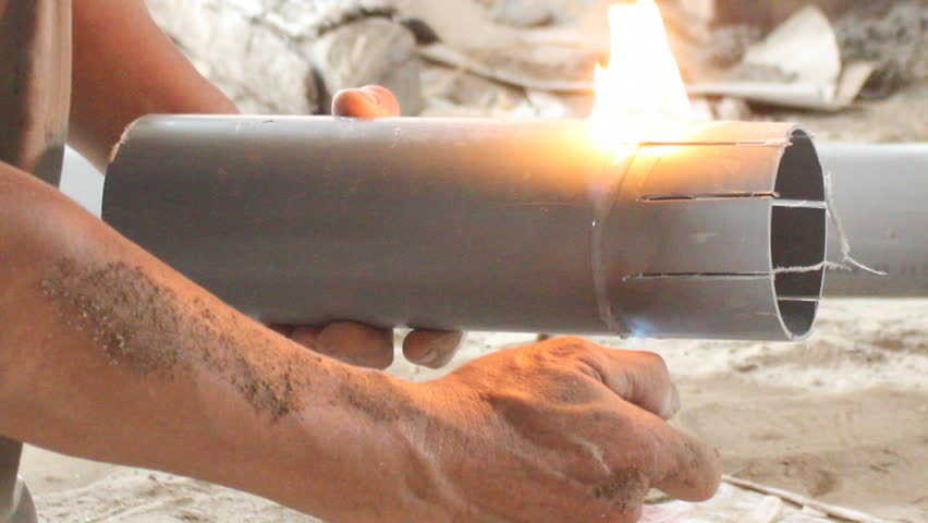 Worker Burn Plastic Pipe Stock Footage Video 6587585 - Shutterstock