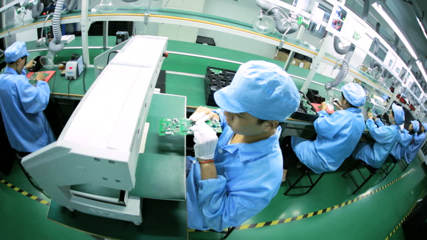 China - October 2013: Chinese Workers Producing PCBs On Modern Factory ...