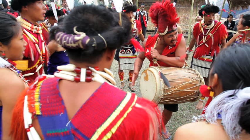 INDIA - DECEMBER 2012: Tribesmen From The Ao Tribe Dancing At Tribal ...