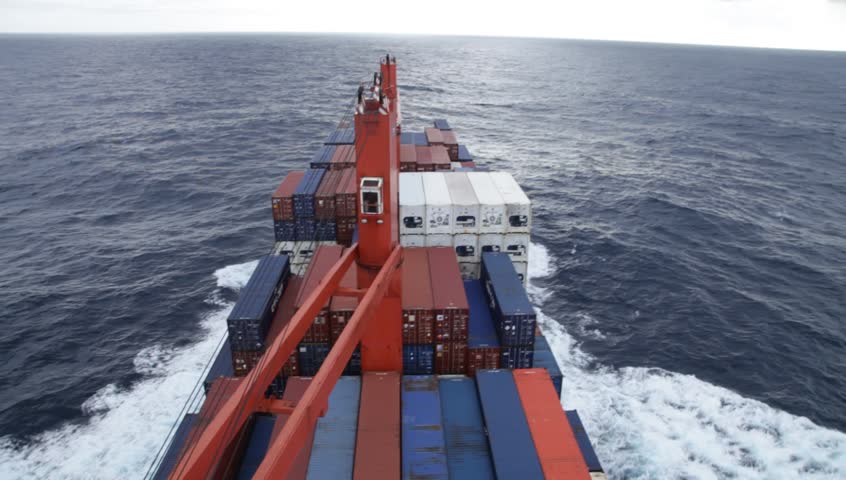 Pitching Seascape Of A Rough Sea, Seen From The Bow Of A Cargo Ship ...