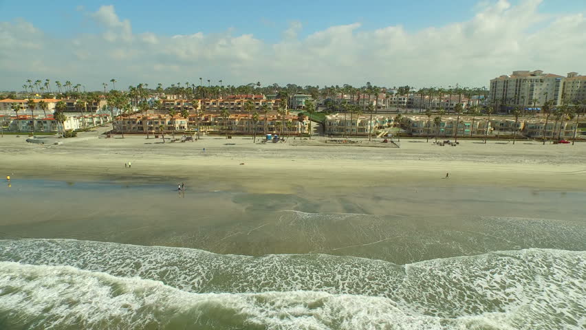 Oceanside Aerial V5 Flying Low Over Beach And Oceanside Pier. Stock ...