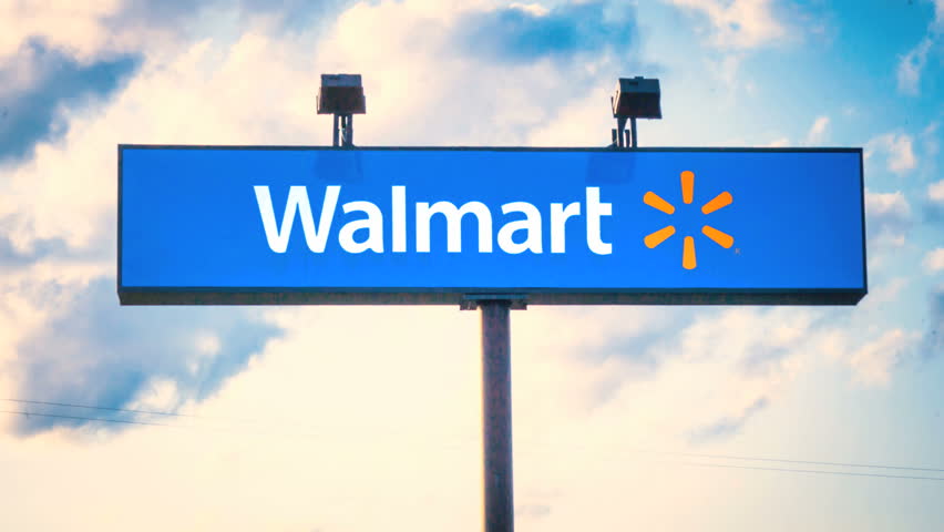 MIAMI, FL - April 22, 2015: (Timelapse) Walmart Sign With Time Lapse ...