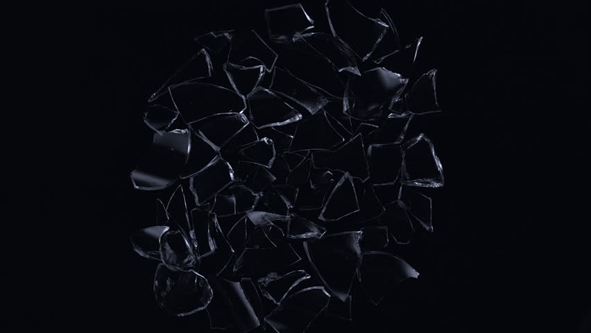 Slow Motion Animation Of Broken Glass Isolated On Black Background With ...