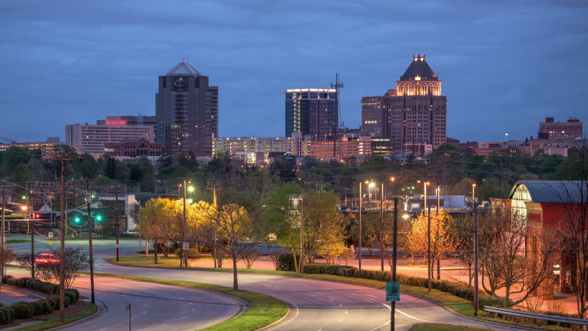 Greensboro, North Carolina, USA Downtown Skyline Time Lapse. Stock ...